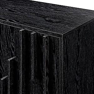 Walker Edison Contemporary Detailed 3-Door Dining Storage Sideboard, 55 Inch, Black