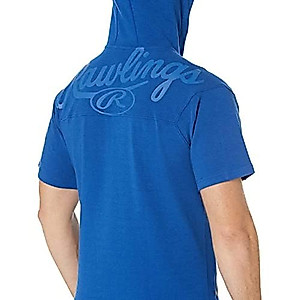 Rawlings Gold Collection Adult 1/4 Zip Short Sleeve Batting Practice Hooded Jacket, Blue Grey, 2X-Large