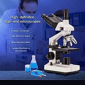 Compound trinocular Microscope, 40X-5000X Magnification, Digital Laboratory trinocular Compound LED Microscope with USB Camera and Mechanical Stage, WF10x and WF20x eyepieces, Abbe Condenser