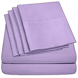 Cal King Size Bed Sheets - 6 Piece 1500 Thread Count Fine Brushed Microfiber Deep Pocket California King Sheet Set Bedding - 2 Extra Pillow Cases, Great Value, California King, Lavender (Pack of 6)