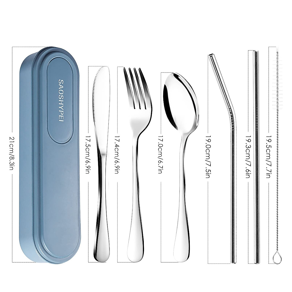 Portable Utensils Set with Case, 4pcs Stainless Steel Reusable Silverware for Lunch Camping School Picnic Workplace Travel, Lunch Box Includ Fork Spoon Knife,Easy to clean,Dishwasher Safe(Black)