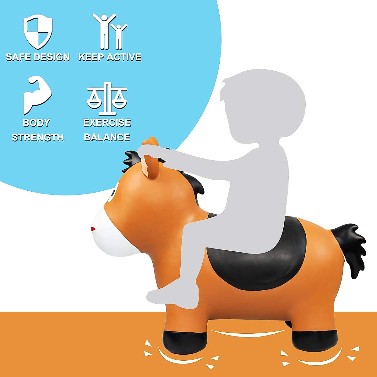 EVERICH TOY Inflatable Bouncy Animals Hopper and Horse for Toddlers 1-3, Ride on Jumping Bounce Toys, Birthday Gift for 18 Months 2 3 4 5 Year Old