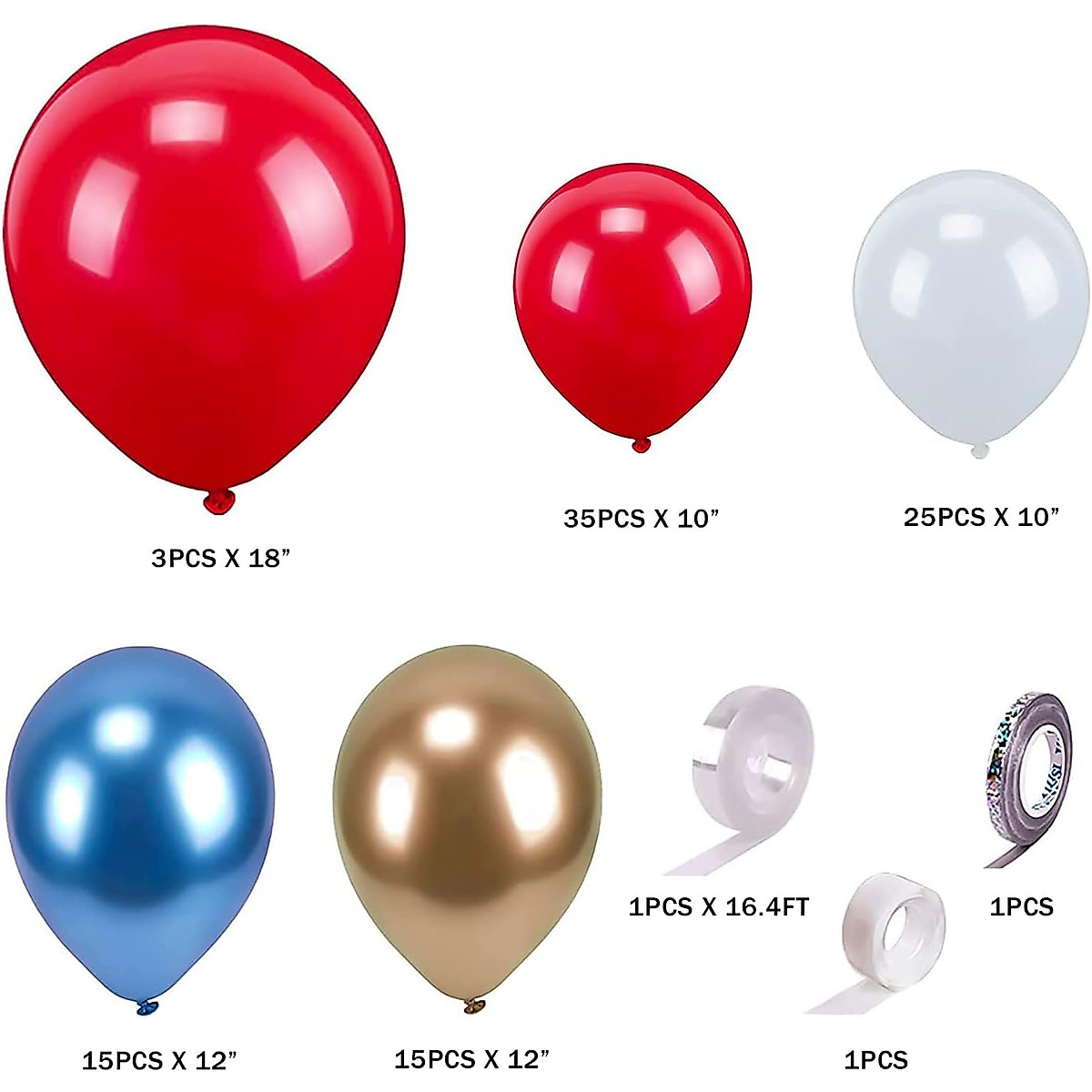 Red Blue and White Balloon Garland Arch Kit,95 pcs Red Blue White Latex and Metallic Balloons Arch Kit for Women Men Boho Birthday Wedding Baby Bridal Shower Party Decorations