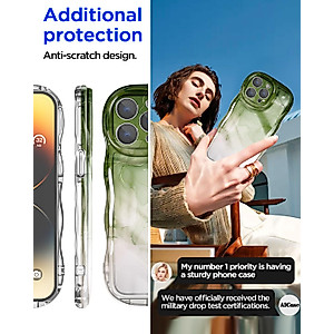 AICase iPhone 14 Pro Max Case Curly Wave Frame Cute Design with Full Camera Lens Protection,Aesthetic Kawaii Slim TPU Bumper Luxury Plated Shockproof Protective Transparent for Women Girls Men