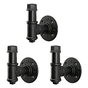 Jeasor 3 Pack Industrial Iron Pipe Robe and Towel Hooks Wall Mounted Home Decor, Bathroom Hardware Rustic Vintage Style Heavy Duty Farmhouse DIY Coat Hook for Wall Hanging