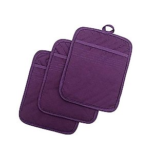 Anyi Pot Holders for Kitchen Heat Resistant, Cotton Hot Pads for Kitchen Counter Table, Purple Kitchen Pot Holders with Pocket