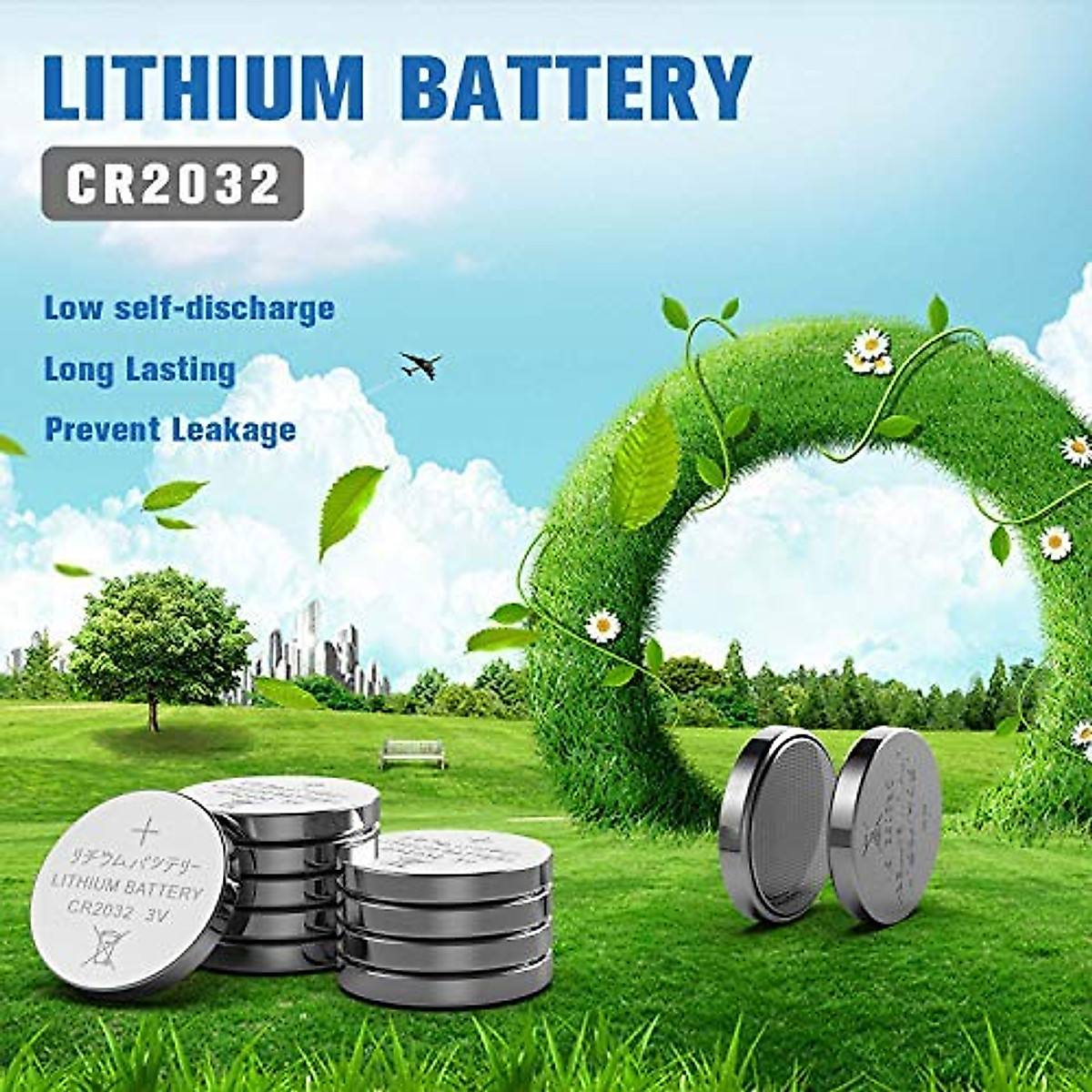 GutAlkaLi CR2032 Lithium 3V Battery, Electronic Coin Cell Button for Toys Calculators Watches (40 Pcs)