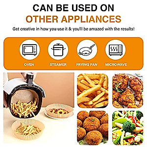 Homwoody 200 PCS Air Fryer Disposable Liner: 7.9inch Air Fryer Liners Water and Oil Proof Non Stick airfyer liners - Fit 5-7qts - Premium Parchment Liner for Air Fryers Baking Cooking Steamer