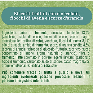 Mulino Bianco Cioccoavena Biscotti con Meno Grassi, Cioccolato Fondente, Fiocchi di Avena e Scorze d'Arancia, Confezione 220