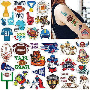 Temporary Tattoo, 60pcs Fake Tattoos Designs, Waterproof Body Art Stickers, Fan Games Event Tattoo Decorations, Party Favors Scholl Reward Prizes Supplies for Boys Girls Women Men 10 Sheets Football