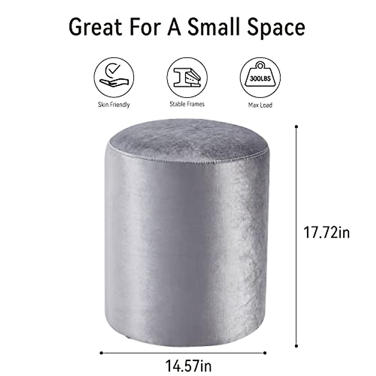 Get Set Style Modern Round Ottoman with Soft Padded Seat, Multifunctional Vanity Chairs for Makeup, Upholstered Footrest Stool Ottoman Foot Stool for Living Room, Bedroom