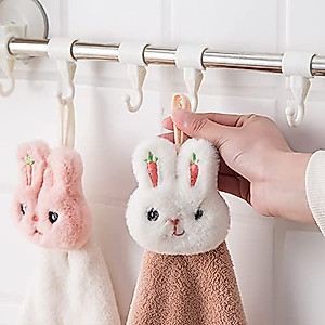 VSER 4 Pack Hanging Hand Towels for Bathroom&Kitchen,Ultra Thick Hand Towel with Hanging Loop,Cute Child/Kids Microfiber Rabbit Hand Towels.Soft,Absorbent,Fast Drying,Reusable,Stylish&Attractive
