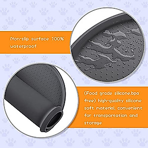 Yacee Silicone Dog Food Mat Waterproof, Easy Clean in Dishwasher, Pet and Cat Mats 0.5" Raised Edges, Placemat Tray to Stop Food Spills and Water Bowl Messes on Floor Large (Small, Gray)