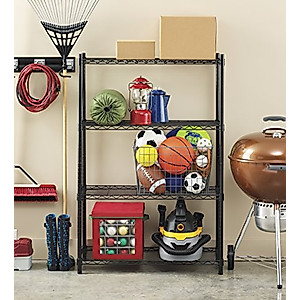 Whitmor Supreme 4 Tier Shelving with Adjustable Shelves and Leveling Feet - Black