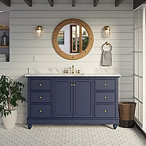 Kitchen Bath Collection Bella 60-inch Single Bathroom Vanity (Carrara/Royal Blue): Includes Royal Blue Cabinet with Authentic Italian Carrara Marble Countertop and White Ceramic Sink