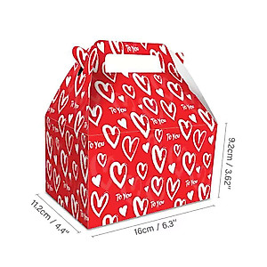 DmHirmg Valentine's Treat Boxes - Valentine's Day Heart Gift Boxes Valentines Candy Boxes Red Pink Purple White Goodie Boxes for Valentine's Day Birthday Party Decoration School Classroom