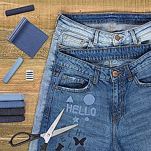 HTVRONT Iron on Patches for Clothing Repair 4 Rolls - Denim Patches for Jeans Kit 4" by 20", 4 Rolls of Iron On Denim Patches for Jeans Inside & Clothing Repair (Four Colors)