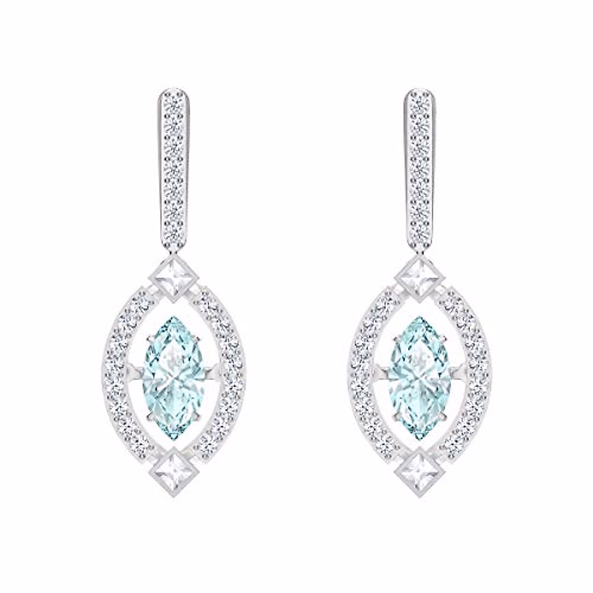 SWAROVSKI Sparkling Dance Women's Dangling Pierced Earrings with Green and White Crystals with a Rhodium Plated Setting