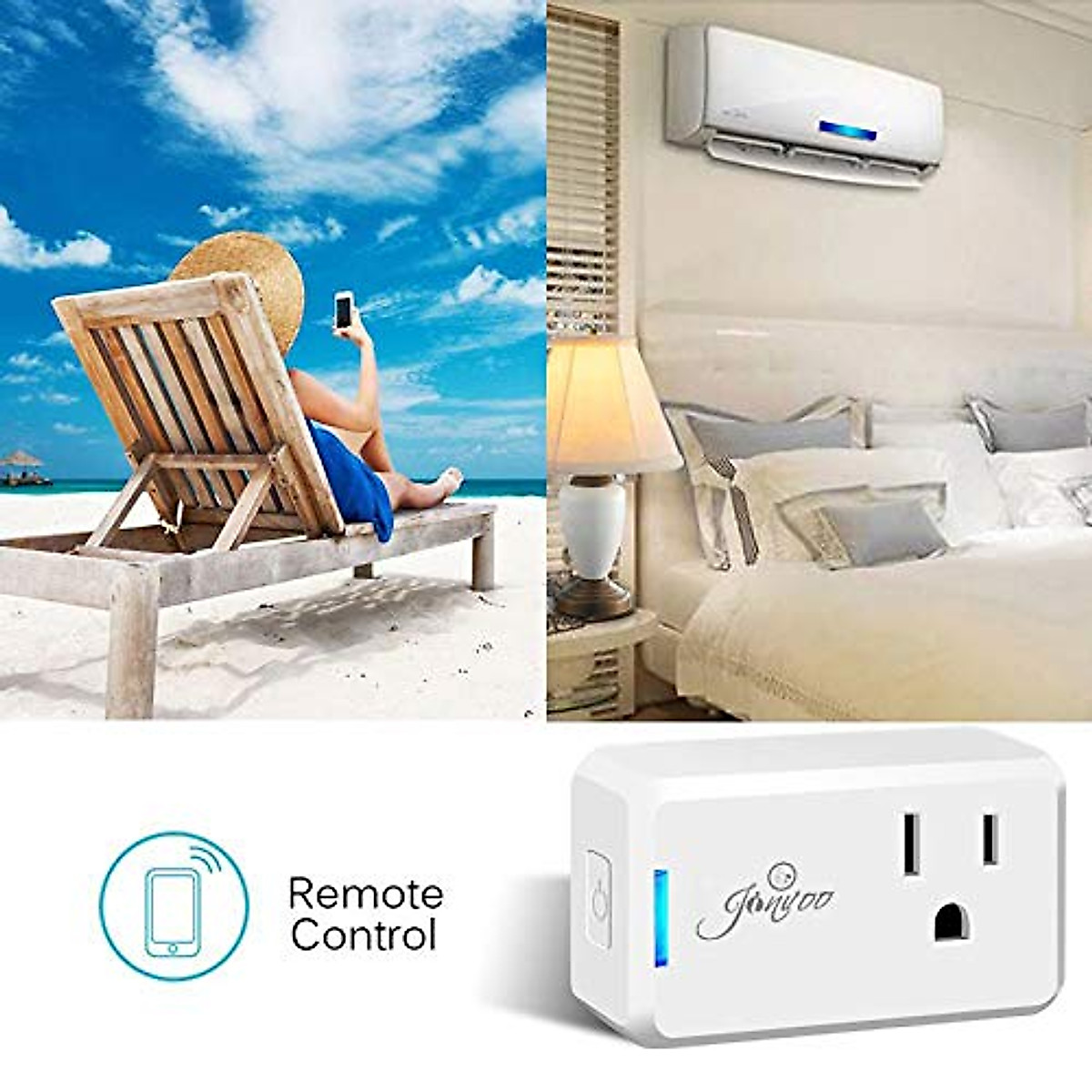4pack Smart Plug Wireless Mini Outlet with Schedule,Remote Control Your Devices,Occupies Only One Socket, Compatiable with Alexa Echo Google Home Assistant, Christmas Light Socket Timing Function