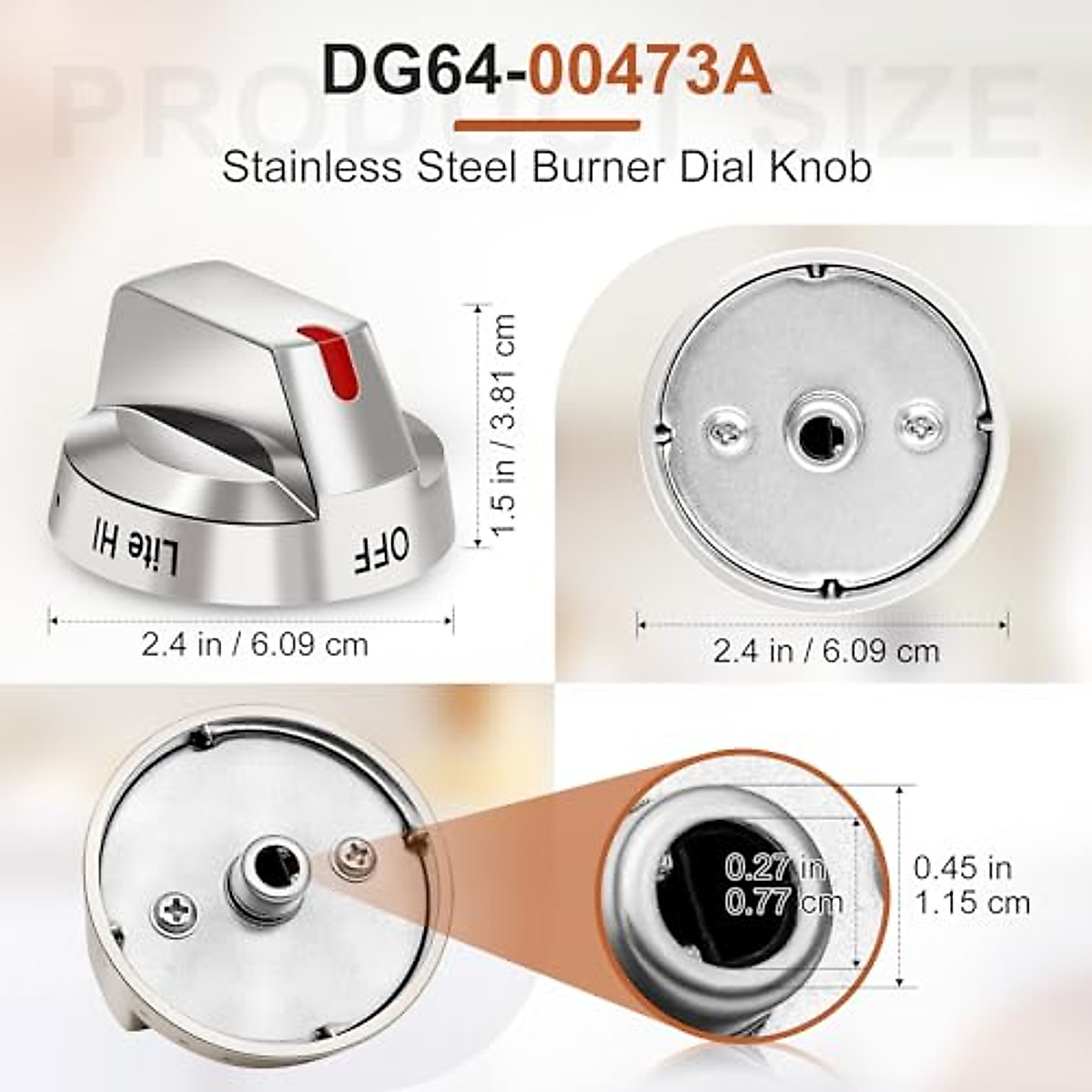 DG64-00473A Top Burner Control Dial Knob Range Oven replacement Compatible with Samsung Range Oven Gas Stove Knob NX58F5700WS NX58H5600SS NX58H5650WS NX58J7750SS NX58M6850SS （5pcs）