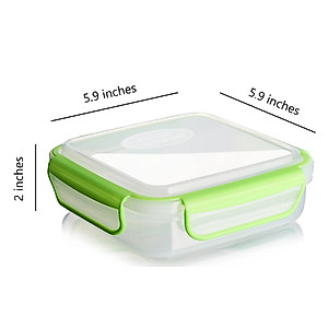 Snap Fresh - 4 Pack of Sandwich Containers (450 ml) - Reusable, BPA Free Plastic, Snap & Lock Shut Lids and Silicone Seal. Great for Fruit, Salad, Lunch Box Snacks and Food Storage; Kids and Adults