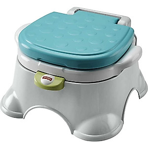 Fisher-Price Toddler Toilet Royal Stepstool Potty Training Seat with Music plus Removable Ring and Bowl, Blue
