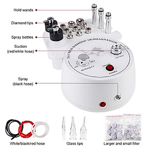 Diamond Microdermabrasion Machine, Yofuly 3 in 1 Professional Microdermabrasion Machine with Vacuum Glass Tube and Spray Bottle for Home Use Skin Care