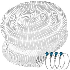 4" x 20' Heavy PVC Dust Collection Hose, Puncture Resistant PVC Dust Collection Hose, Flexible Clear PVC Fume Collection Hose with Carbon Steel Wire Coil for dust collection systems