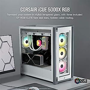 Corsair iCUE 5000X RGB Tempered Glass Mid-Tower ATX PC Smart Case - White