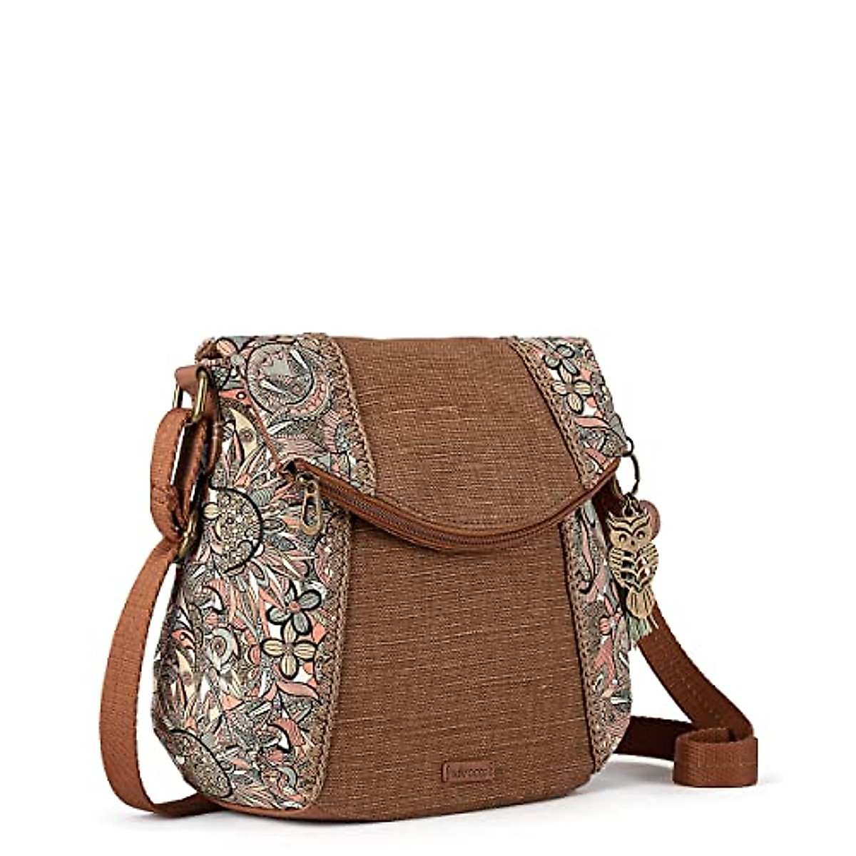 Sakroots Foldover Crossbody Bag in Cotton Canvas, Multifunctional Purse with Adjustable Strap & Zipper Pockets, Sienna Spirit Desert