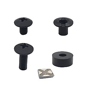 CKX-3 Black Chicago Screws 1/4” set, for DIY Kydex / Leather Knife sheath and Gun Holsters, Phillips Truss Heads + Slotted posts + Rubber Spacers / Washers + Extra: Philips Truss Head screw .500” (20)