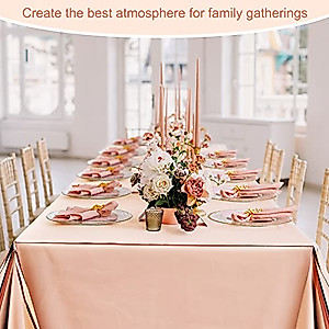 12 Pack Rose Gold Foil Tablecloth Party Rectangular Metallic Table Covers 54 x 108 Inch Shiny Plastic Table Cloths Waterproof Holographic for Christmas Birthday Wedding Anniversary Party Supplies