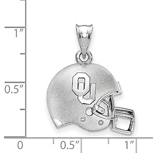Jewelry Stores Network University of Oklahoma Sooners School Letters on Football Helmet Pendant in Sterling Silver 16 mm x 20 mm