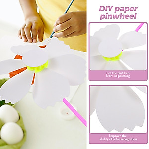 Wakauto 10pcs DIY Pinwheels Craft for Handmade White Blank Paper Pinwheels Making Craft Painting Party Favors for Home Crafting,Craft Group Activities