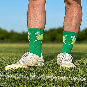 ChalkTalkSPORTS Lacrosse Athletic Mid-Calf Woven Socks | Lacrosse Shamrock Socks | Green