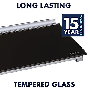 Quartet Glass Dry Erase White Board, Desktop Computer Pad for Notetaking, 18" x 6" Whiteboard, Clean Erase Surface with Storage, 1 Dry Erase Marker, Black Surface (GDP18B)