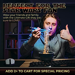 LIGHTSABER CHOPSTICKS LIGHT UP STAR WARS CHOPSTICK LED Glowing Light Saber Chop Sticks REUSABLE Sushi Lightup Sabers Cool Fun Geeky STARWARS Chop Stick Set Red Green Blue Purple 4 Pairs JEDI CASE BOX