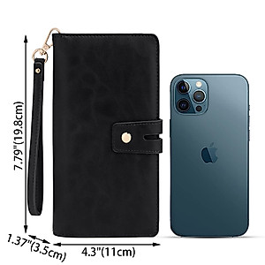 UTO RFID Wristlet Wallet for Women Detachable Checkbook Holder Card Bill Phone Organizer Large Clutch Purse