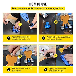 VEVOR Dent Removal Tool, 89 Pcs Paintless Dent Repair Tools, Led Baffle Board Car Dent Repair Kit, Glue Puller Tabs Dent Puller Kit for Auto Dent Removal, Minor Dents, Door Dings and Hail Damage