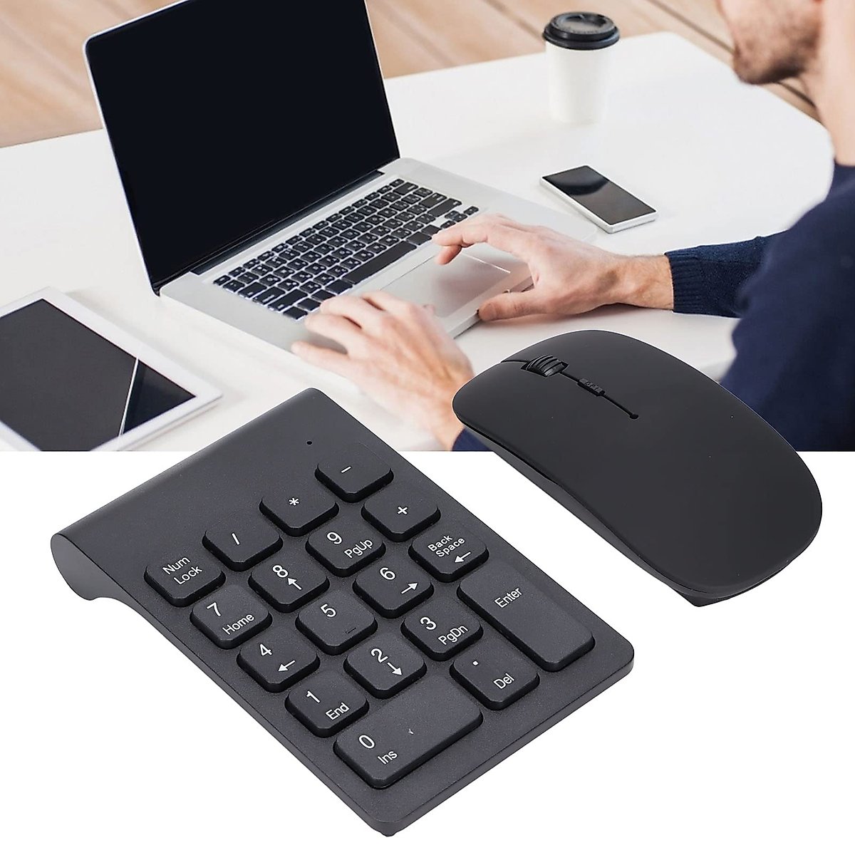 2.4GHz 1200 DPI 18 Key Number Pad Number Pad Mouse Combo Sensitive Remote Technology Plug and Play for Home Office