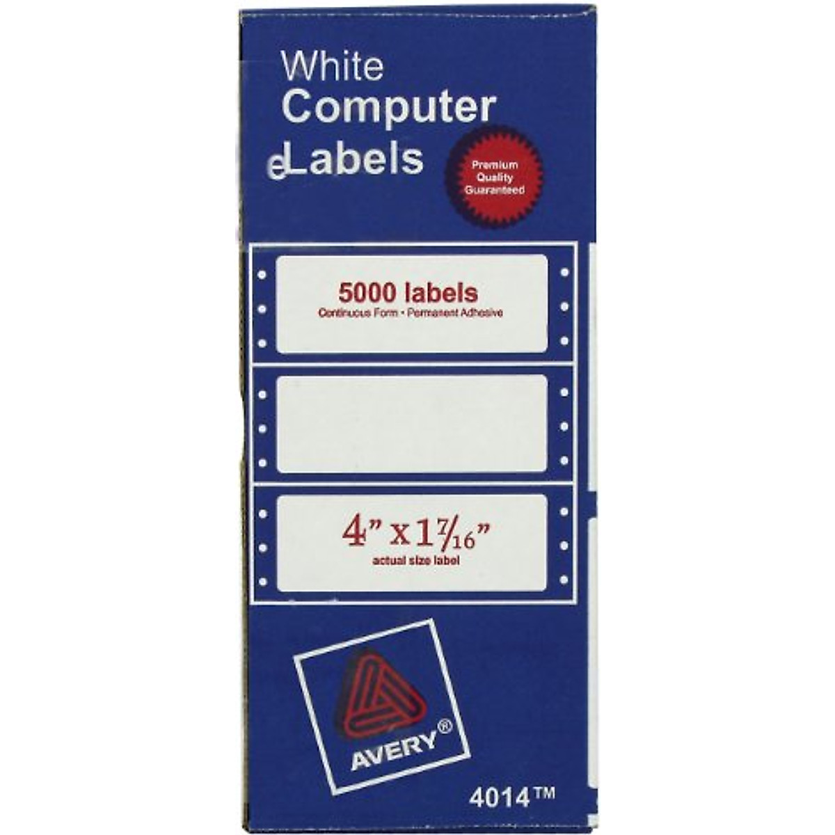 Avery 4014 Dot Matrix Mailing Labels, 1 Across, 1 7/16 x 4, White (Box of 5000)