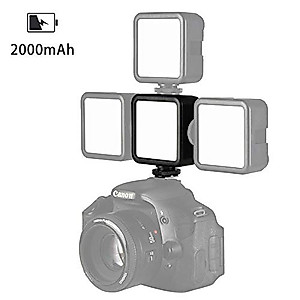 ULANZI VL49 2000mAh LED Video Light w 3 Cold Shoe, Rechargeable Soft Light Panel, Portable Photography Lighting for DJI OSMO Sony DSLR Canon Camera GoPro Vlogging