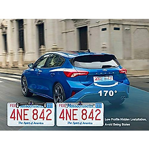 GLK Car Rear View Backup Camera HD License Plate Backup Camera with Wide View Angle 6 LED Night Vision Waterproof Front & Back up Camera, Guide Line On/Off