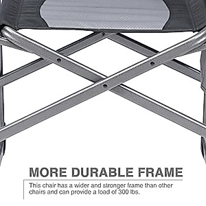 EVER ADVANCED Lightweight Folding Directors Chairs Outdoor, Aluminum Camping Chair with Side Table and Storage Pouch, Heavy Duty Supports 350LBS (Grey/Black)