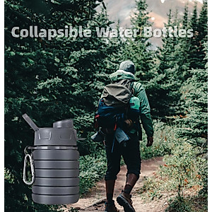 ＲＵＥＩＵＲＩ Collapsible Water Bottle, Foldable Cup,500Ml Collapsible Sport Water Bottle Bpa Reusable Travel Water Bottles For Hiking Biking Running Outdoor Gym (Gray(B)+Purple(B))