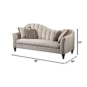 Acme Athalia Fabric Arched Back Sofa in Shimmering Pearl Beige