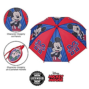 Disney Little Kids Umbrella, Lightning McQueen and Mickey Mouse Rain Wear for Boys Ages, Red/Blue, Age 3-6
