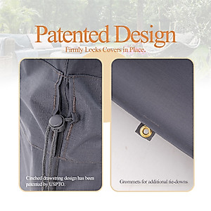 WJ-X3 Large Ripstop Patio Furniture Cover, 110" D x 31" H, Waterproof, UV Resistant, Anti-Fading Outdoor Cover for Round Dining Table and Chairs Set, Grey