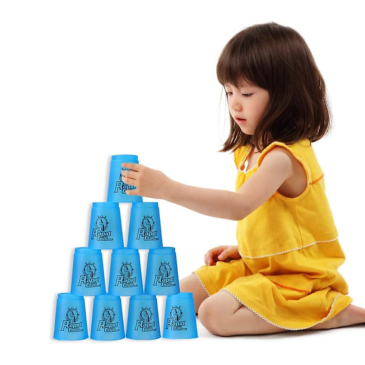 SEISSO Stack Cups, Stacking Cup Set Classic Stack Training Game Toys for Boys Girls Kids Stacking Cups with Carry Bag (12 Pack Blue)