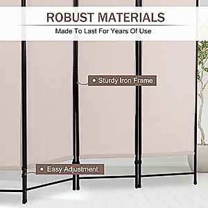 4 Panel 68" H Room Divider Partition Folding Steel Frame Screen Freestanding Privacy Divider Portable Breathable Partition Japanese-Inspired Oriental Shoji Screen Wall Divider for Home Office, Tan